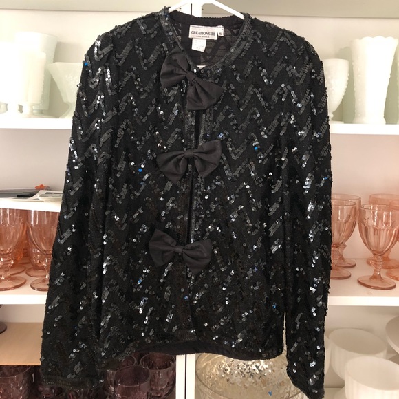 Creations lll | Jackets & Coats | Vintage Sequin Jacket With Bows ...